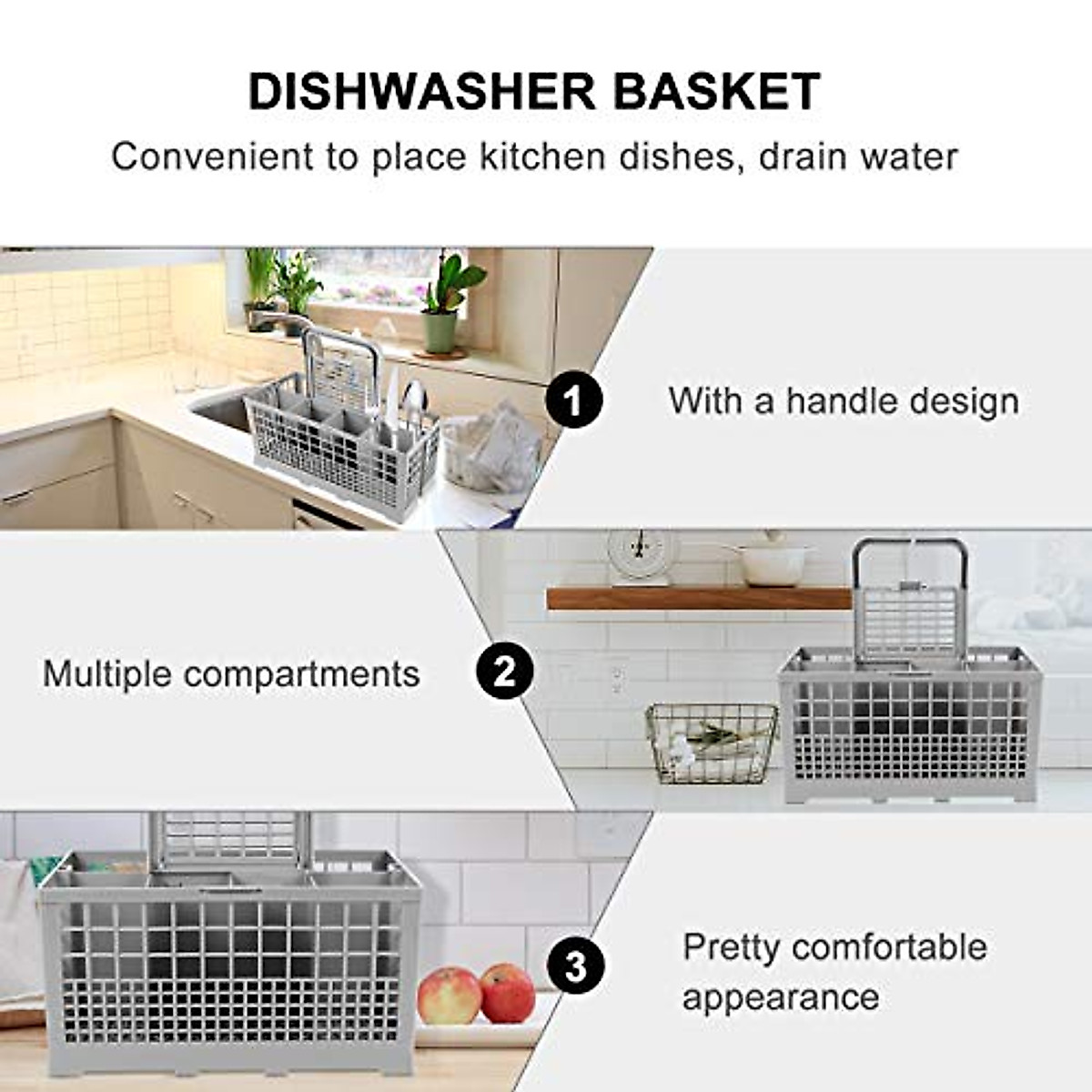 SOLUSTRE Utensil Drain Basket Cutlery Drying Rack Plastic Chopsticks Utensil Sponge Holder Divided Sink Dishwasher Rack Drainer Caddy with Handle for Soap Dishwashing Liquid Drainer