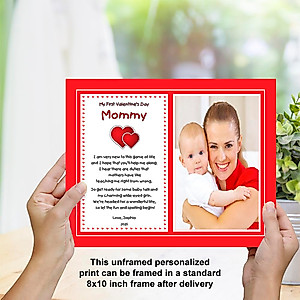 First Valentine's Day Gift, Mommy Poem From Newborn Baby Boy or Girl, 8x10 Inch Print Personalized With Names and Photo