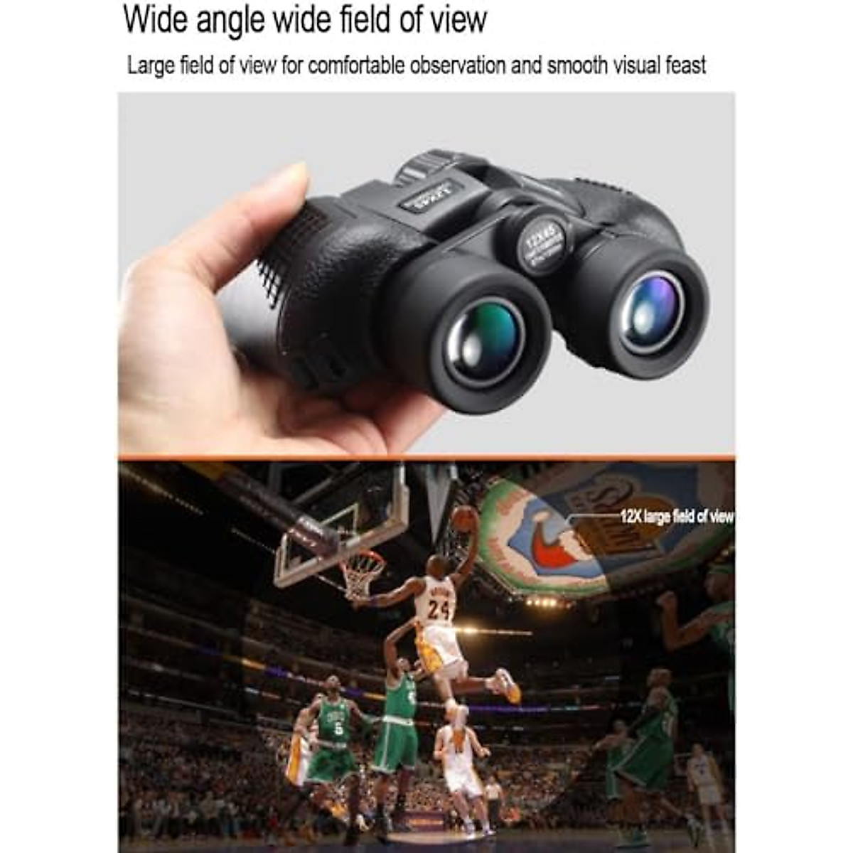 12x45 Adult HD Binoculars with FMC Lens and Bak4 Prism, Waterproof and dustproof, Suitable for Bird Watching, Hunting, Hiking