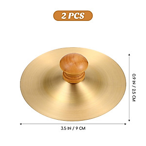 Vaguelly Finger Cymbals with Wooden Handles, 1 Pair Copper Band Cymbals, 9cm/3.5in Mini Marching Cymbals, Hand Cymbal Belly Dance, Orff Music Instrument for Child & Adult
