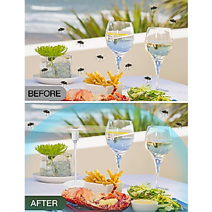 Fly Repellent Fans for Tables, Portable, Soundless, Holographic Blades, for Picnic, Party, Restaurant, Kitchen, BBQ (Standard, White)