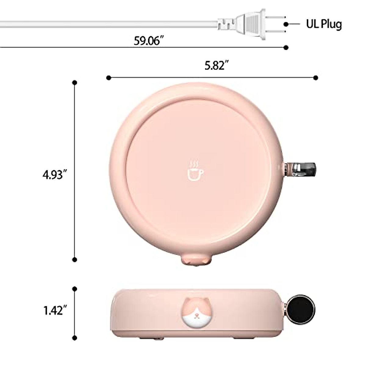 Coffee Warmer Smart Coffee Mug Warmer for Desk Auto Shut Off, 3 Temperature Setting LED Display 20W Cup Warmer for Coffee Tea Milk Beverage Candle Wax Warming Coffee Gifts Office - No Cup Pink