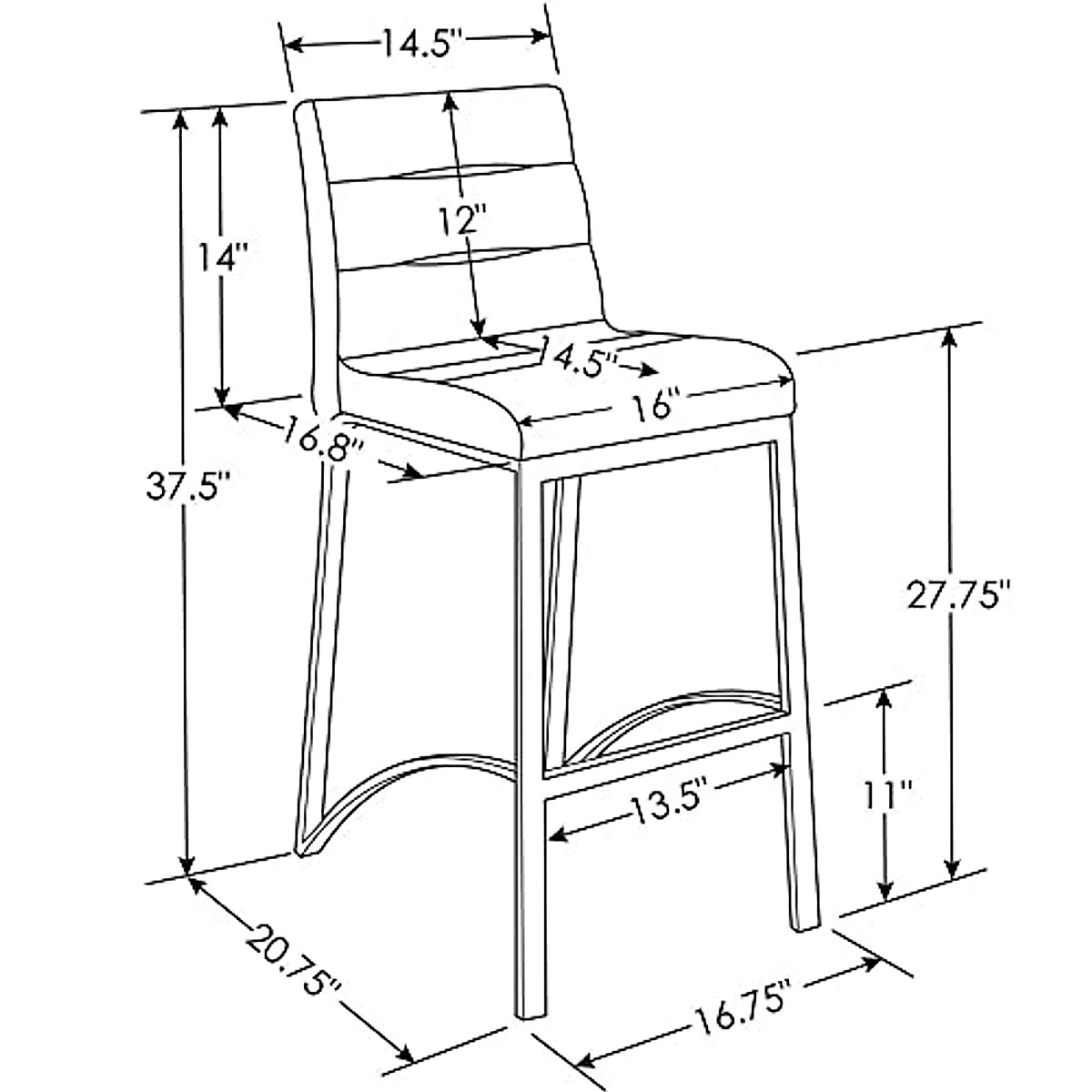 Zuri Furniture Lynx Counter Height Contemporary Bar Stool with Metal Base - Slate