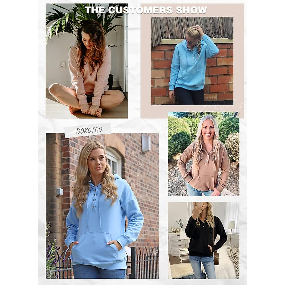 Dokotoo Women's Fashion Hoodies & Sweatshirts Drawstring Long Sleeve Front Button Collar Hooded Pullover with Pockets Winter Sweatshirts for Women Plus Size Casual Ladies Fall Shirt Tops XXL Green