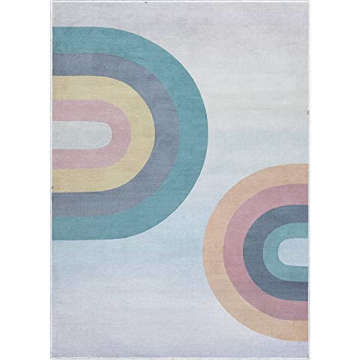 Well Woven Kids Rugs Kaleidoscope Rainbow 5' x 7' Multi Pastel Modern Printed Machine Washable Area Rug