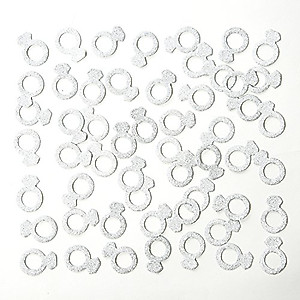 MOWO Silver Diamond Ring Paper Confetti Table Decor and Event Decor, Silver Glitter, 200 Count