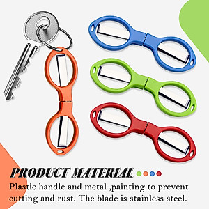 8Pcs Stainless Steel Scissors Folding Christmas Mini Scissor Anti Rust Portable Keychain Scissors Small Glasses Shaped Compact Shear Telescopic Cutter for Travel School Office
