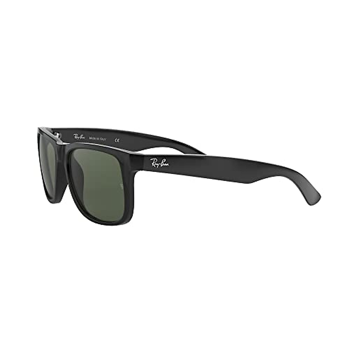 Ray-Ban RB4165 Justin Rectangular Sunglasses, Black/Dark Green, 55 mm