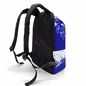 Urcustom Personalized Name Cheerleader Football Basketball Blue Backpack Unisex Bookbag for Boy Girl Travel Daypack Bag Purse 17.7 IN