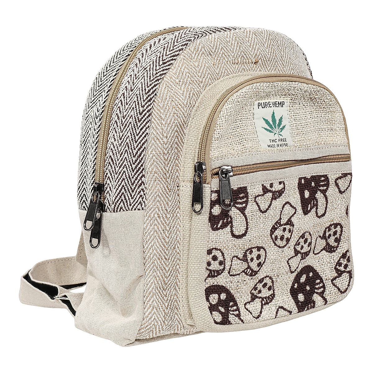 shroom hemp backpack, Small backpack, cotton stripe backpack, hippie backpack, trekking backpack, traveling backpack, nepali backpack, himalayan backpack, hemp backpack, small hemp backpack