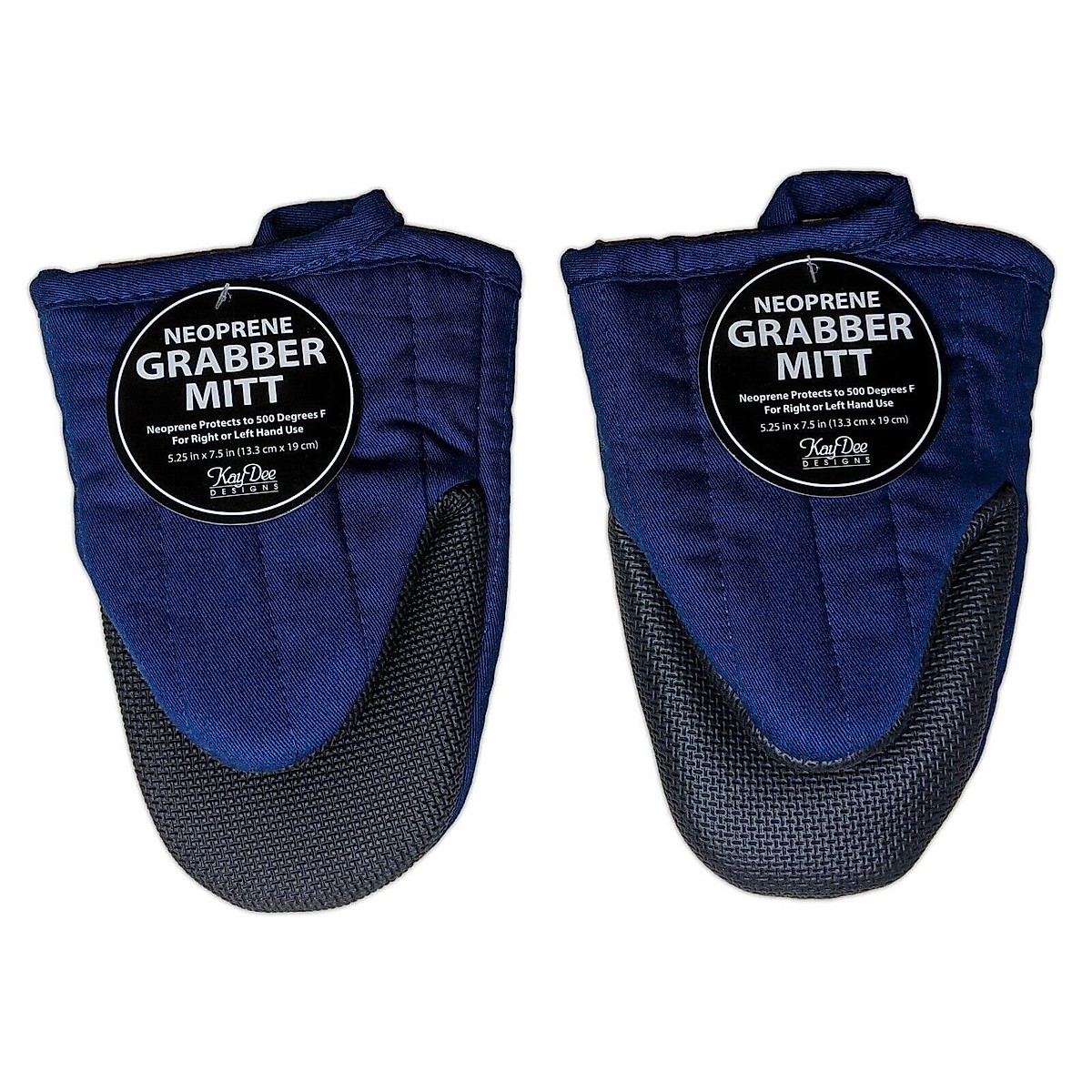 Set of 2 Indigo Blue Neoprene Grabber Oven Mitt, Designs
