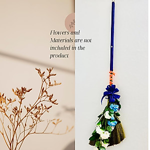 TTS For Home Vietnamese Straw Soft Broom 45inch- Sweeping Hand Long Handle Broomstick for Cleaning, Decoration, Wedding
