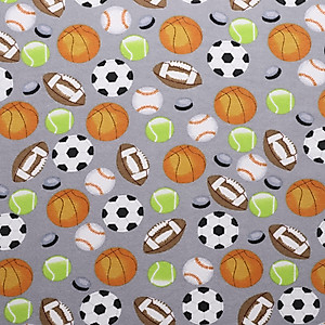 Mook Fabrics Flannel Snuggy PRT Sports, Grey