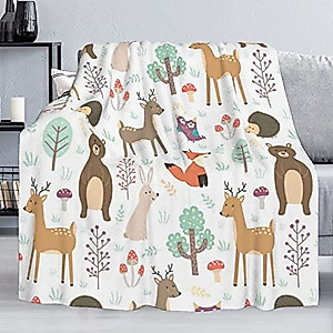 Dujiea Cute Animals Fuzzy Flannel Blanket Throw 40"X50", Super Soft Lightweight Blanket Throw for Couch Chair Sofa, Cozy Bed Blanket for Kids Adults
