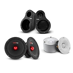DS18 EN6P Universal Speaker Pods Bundle - 1 Set Left & Right Kick Panel + 2X 6.5 Midrange Speakers + 2X 1 Super Bullet Marine Tweeters - Great for Slingshot, SXS, Motorsports & ATV/UTV