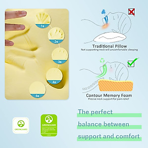 Cervical Neck Pillow for Neck Pain, IKSTAR Memory Foam Neck Pillow for Sleeping, 2 in 1 Ergonomic Pillow for Neck Shoulder Pain Relief, Orthopedic Pillow for Side, Back, Stomach Sleepers [U.S .Patent]