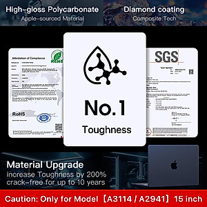 Soonjet Compatible for MacBook Air 15 inch Case 2023 2024 New M3 M2 [100% Match Official Color] [Ultra Thin Armor] Protective Hard Shell Matte Cover for Laptop Model A3114 A2941 - Midnight Clear