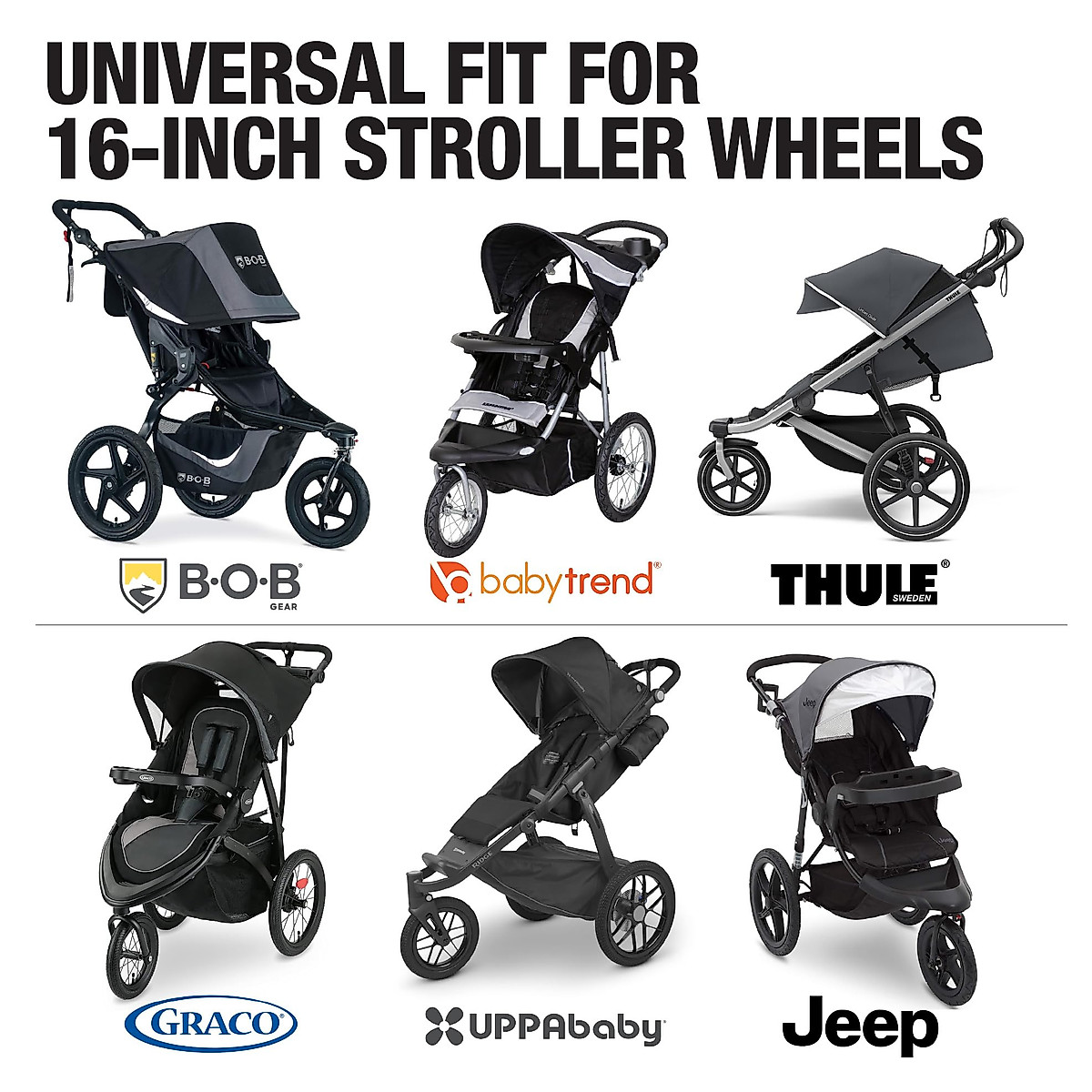 Two 16" x 1.75 Rear and One 12.5" x 2.25 Front Wheel Replacement Tires for Jogging Strollers - The Perfect BOB Stroller Tire Replacement Set by Steerling Tire Co. (3-Pack)