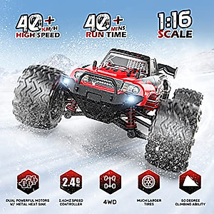 DEERC 9500E 1:16 Scale All Terrain RC Car, 4x4 High Speed Electric Vehicle, 2.4Ghz Off-Road Remote Control Truck with 2 Batteries, 35+ KMH Monster Truck for for Adults Kids