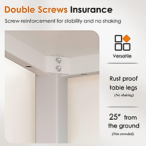 DlandHome 47 inches Medium Computer Desk, Home Composite Wood Board Desk, Decent and Steady Home Office School Desk/Workstation/Table, BS1-120WW White and White Legs, 1 Pack