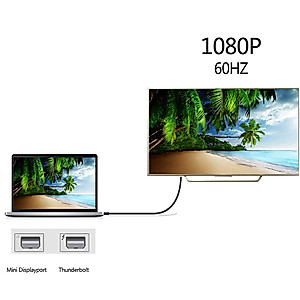 Anbear Mini DisplayPort to HDMI 6 FT, Gold Plated Mini Display Port(ThunderboltTM Port) to HDMI HDTV Male to Male Adapter Compatible for Mac Book,MacBook air, iMac, and More