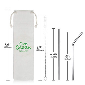 Teivio 8 Pack Short Stainless Steel Straws 6.25 inch and 6 inch Metal Reusable Straws with Silicone Tips and Case, Cleaning Brush and Carry Bag for Cocktail Glasses, Kids, Small Cups(Silver)