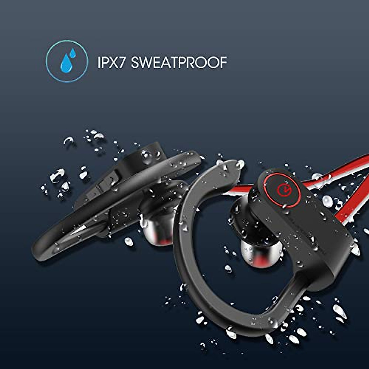 noot products NP11 Wireless Earphones Bluetooth in-Ear Headphones with Ear Hook/Mic, Volume & Remote Control IPX7 Sweatproof Earbuds for Sports, Workout, Running, Exercise, Gym (Black)