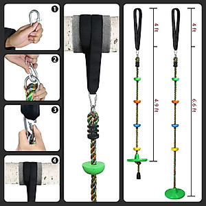 Fentin Tree Swing for Kids Backyard Single Disc Rope Climbing Swing Seat for Tree Indoor Outdoor Playground Swing Set Accessories with Thickening 4 Ft Strap-Green