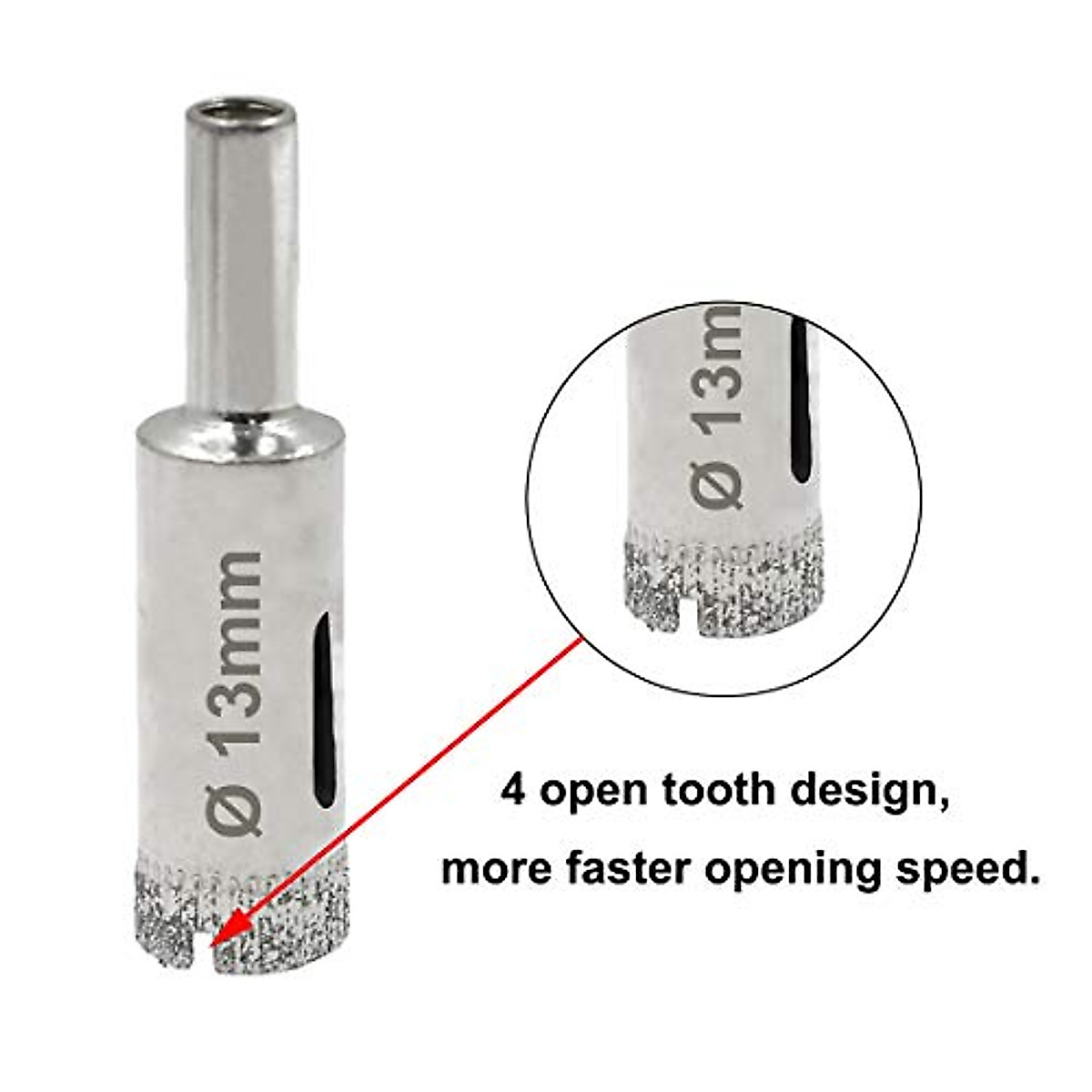 Diamond Drill Bits, PHITUODA 5pcs Diamond Hole Saw Glass Hole Saw Tile Hole Saw Hollow Core Drill Bit for Glass, Marble, Ceramic, Granite, 5/32" to 1/2", 4-13mm