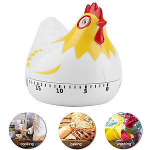 Kitchen Timer Chicken Pattern Countdown Reminder 72dB Loud Alarm Clock for Baking Cooking (White)