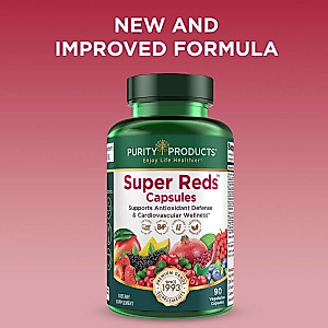 Purity Products Super Reds Capsules Formula (20+ Organic Super Fruits and Berries) Certified Organic Phytonutrients - 90 Capsules