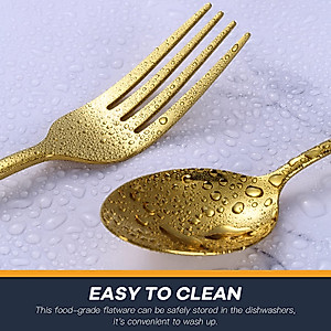 12-Pieces Silverware Set, Flatware Set for 6, Stainless Steel Tableware Cutlery Set with Spoons Forks, Utensil Sets for Home Kitchen Restaurant Hotel, Dishwasher Safe (Gold)