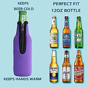 6 Pack Beer Bottle sleeves - FRRIOTN Neoprene Insulated Beer Bottle Holder for 12oz Bottle - Keeps Beer Cold and Hands Warm(Colorful)