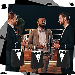 Yexiya 100 Pieces Groomsman Gift Bags for Wedding Tuxedo Gift Bags with Handle Paper Gift Bags for Wedding Groomsman Bridesmaid Party Favors Gift Wrapping Supplies