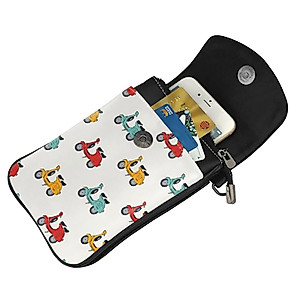Retro Vespa Women Cell Phone Purse Leather Shoulder Bag Card Holder Wallet Small Crossbody Bag