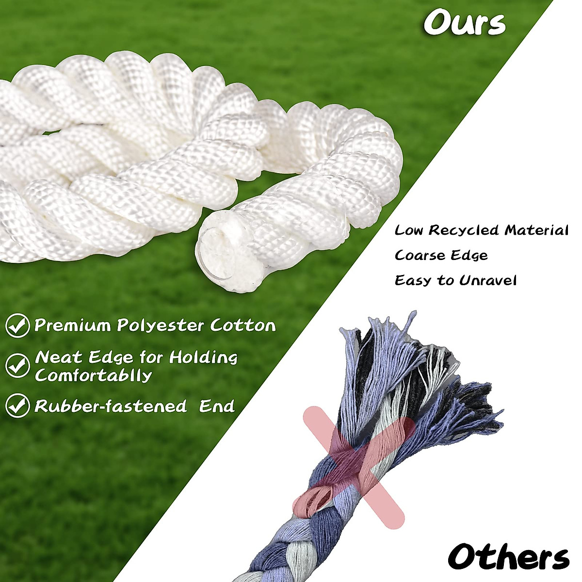 ZEROMX Tug of War Rope for Kids and Adults - 20Ft Tug of War Rope with Flag,Field Day Game,Carnival Games, Outdoor Games for Family - White