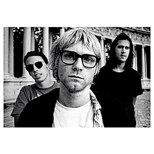 Nirvana Poster Wall Art Kurt Cobain Home Decor, Black and White, 19in x 13in