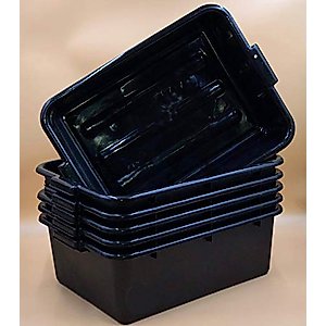 6 PACK 20" x 15" x 7" Black Polypropylene Bus Plastic Restaurant Dishwasher Tub