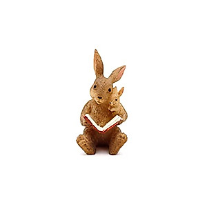 NW Wholesaler Miniature Rabbit Mama Reading Book to her Baby Bunny - Figurine for Fairy Gardens and Garden Decor