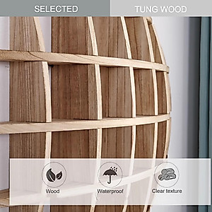 XIMSPHY Solid Wood Chinese Tea Cup Holder, Wall Mounted Teapot Display Stand, Wall Decoration Teaware Shelf Storage Rack for Living Room Kitchen Office Commercial (Carbonization Color, 39x39'')