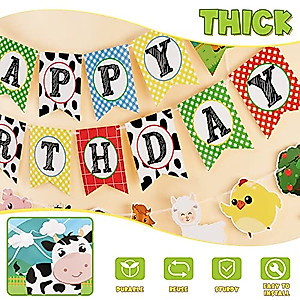 WERNNSAI Farm Animals Birthday Banner - Happy Birthday Banner with Tractor Barnyard Bunting Garland for Kids Boys Girls Farm Theme Party Decorations Supplies