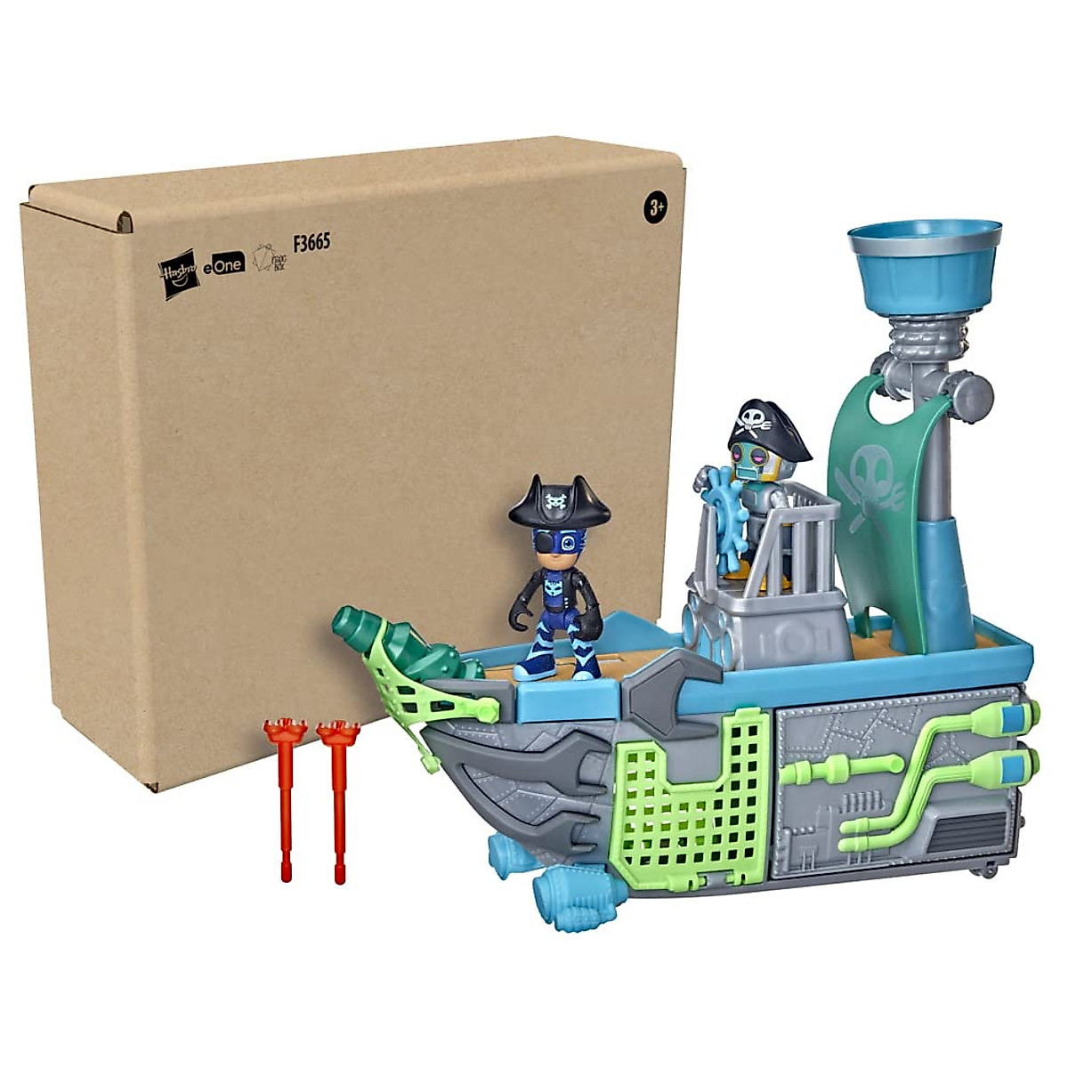 PJ Masks Sky Pirate Battleship Preschool Toy, Vehicle Playset with 2 Action Figures, Projectile Launchers, and More for Ages 3 and Up
