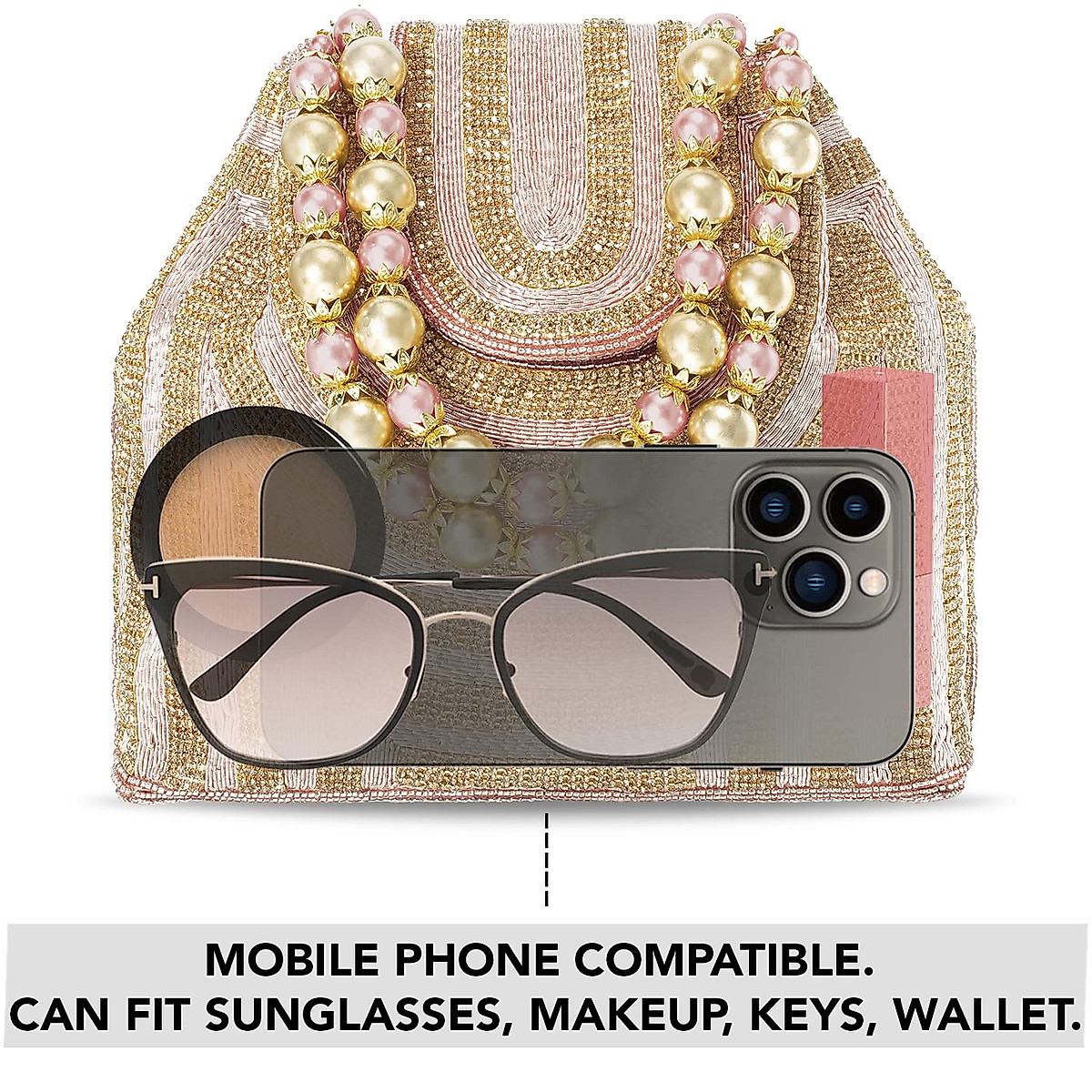 Aheli Potli Bags Gift for Women Evening Bag Clutch Ethnic Bride Purse with Drawstring