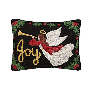Peking Handicraft 31JES1651C20OB Embroidered Joy and Angel Holiday Hook Pillow, 20-inch Long