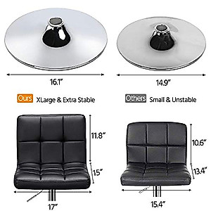Yaheetech Bar Stools Set of 2 - Modern Adjustable Kitchen Island Chairs Counter Height Barstools Swivel PU Leather Chair Black 30 inches,X-Large Base and Seat