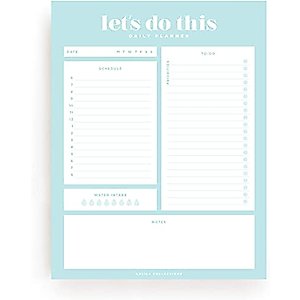 Bliss Collections Daily Planner, Let's Do This, Daily Notepad with Undated Sheets, Helps Organize and Track Health, Productivity, Appointments, Tasks and Goals, 8.5"x11" Tear-Off Sheets (50 Sheets)