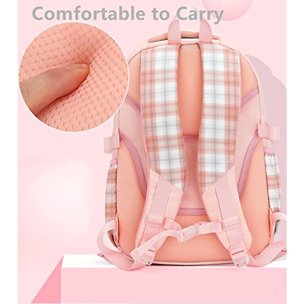 BEFUNIRISE Backpack for School Girls Bookbag Cute Bag College Middle High Elementary 18 Inch School Backpack for Teen Girls (Pink, Large)