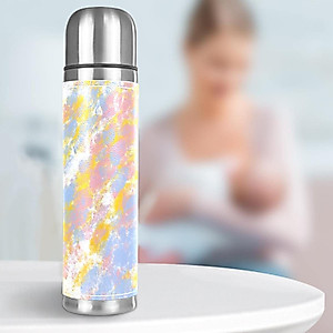 Stainless Steel Leather Vacuum Insulated Mug Abstract Texture Thermos Water Bottle for Hot and Cold Drinks Kids Adults 16 Oz