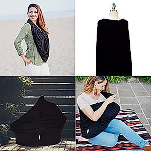 Covered Goods-Nursing Covers for Women, Multipurpose Scarf for Breastfeeding, Baby Carrier Cover and Styling Cloth with Unique Patterns(Black)