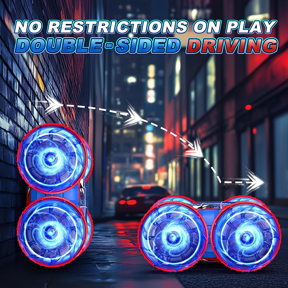 fygurso Waterproof Remote Control Car，4WD Amphibious 2.4 GHz RC Car Remote Control Boat，360°Rotation RC Stunt with LED Lights，Boys Girls Gifts All Terrain Water Beach Pool Toy